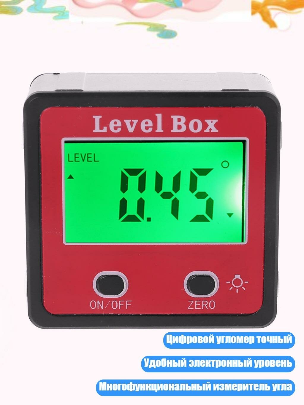 Цифровой инклинометр-угломер, красный