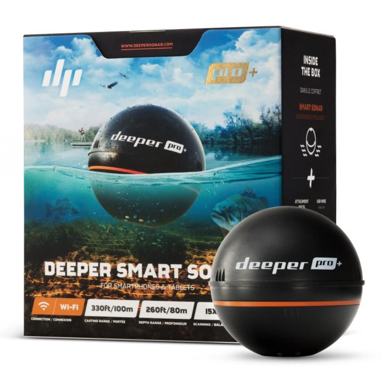 Беспроводной эхолот Deeper Smart Sonar PRO+ с GPS и Wi-Fi для рыбалки