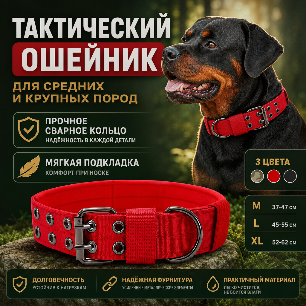 Регулируемый ошейник для собак, красный, регулируемый, прочный, безопасный, нескользящий, для прогулок, широкий