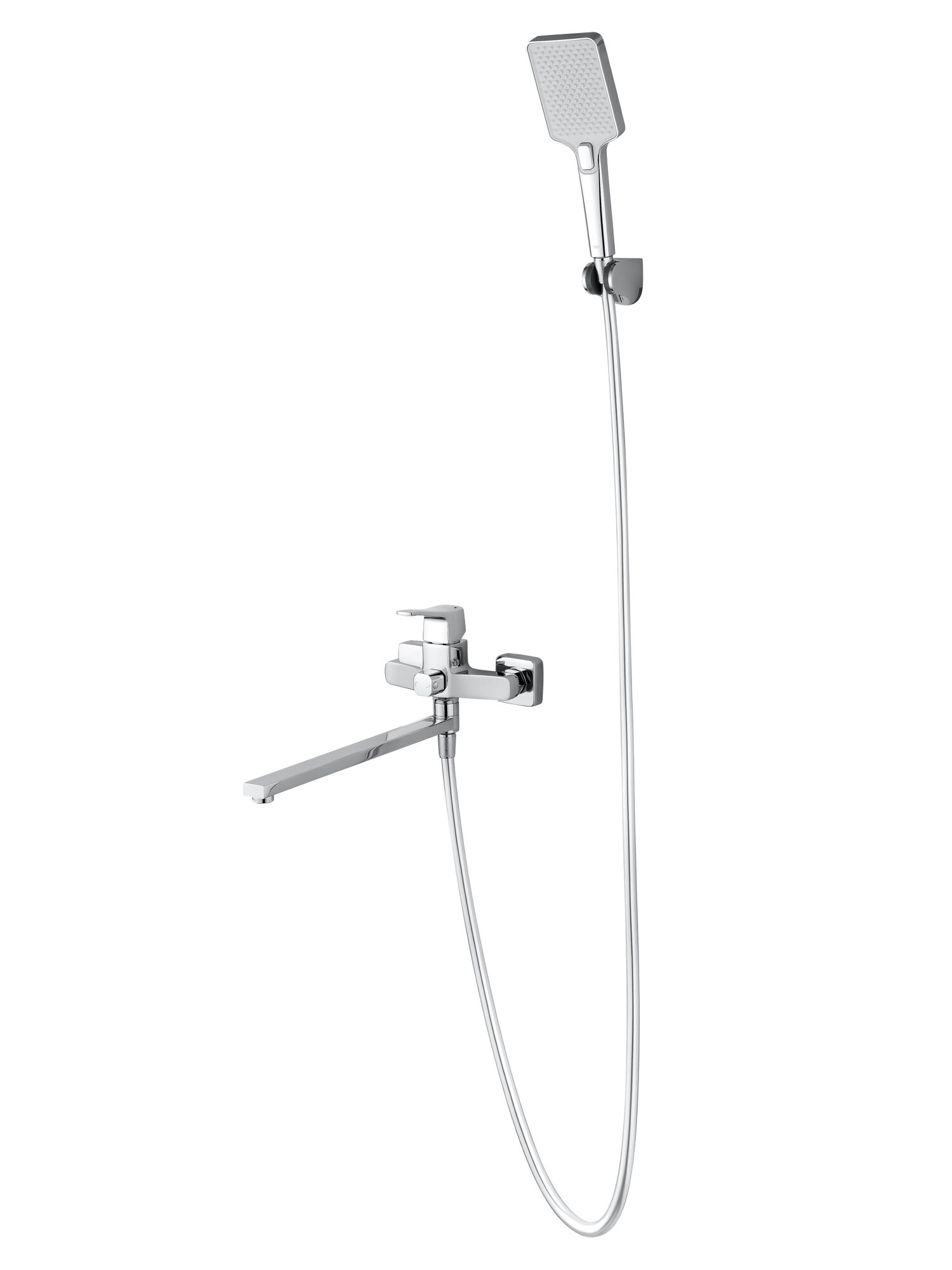 Смеситель для ванны с длинным изливом Wonzon & Woghand Flex WW-639906-CR глянцевый хром, с поворотным изливом