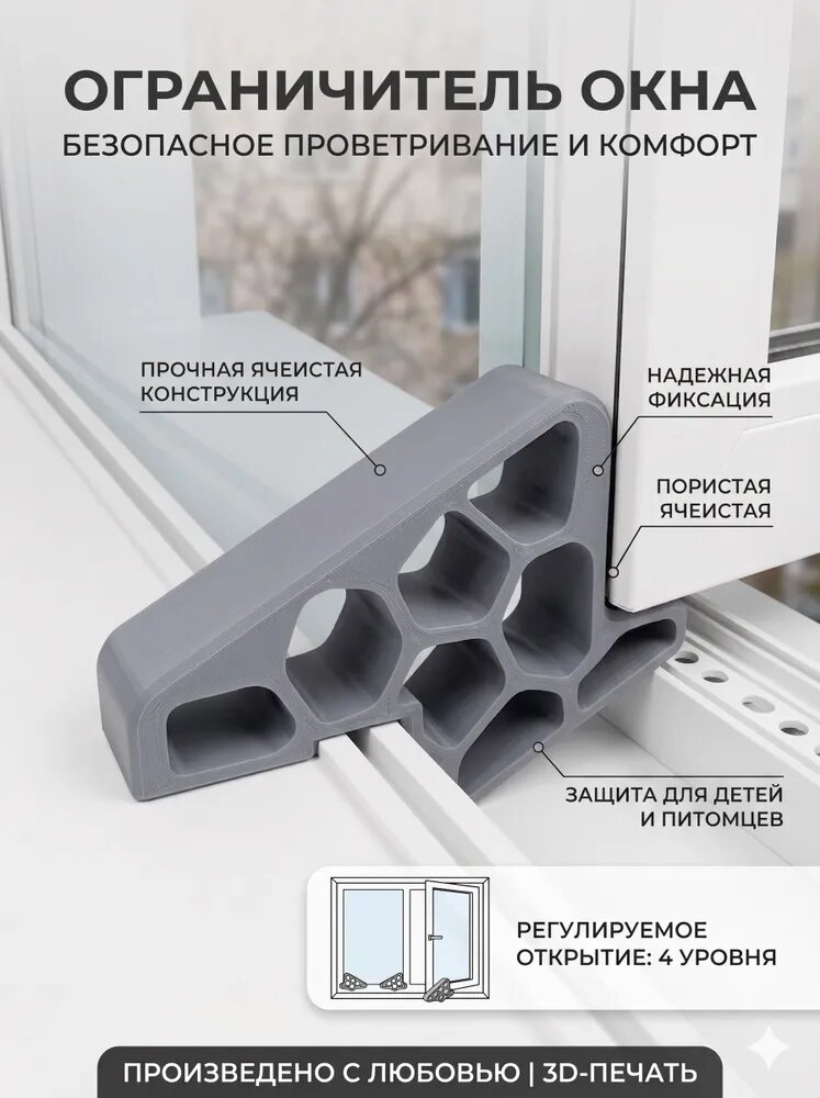 Гребенка - фиксатор ограничитель на окно, фиксатор открытия окна