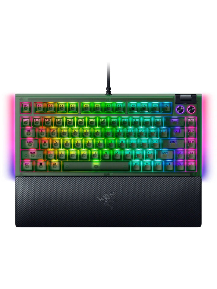Razer BlackWidow V4 75% Hot-Swap Phantom Green Проводная механическая игровая клавиатура, английская раскладка, зеленая