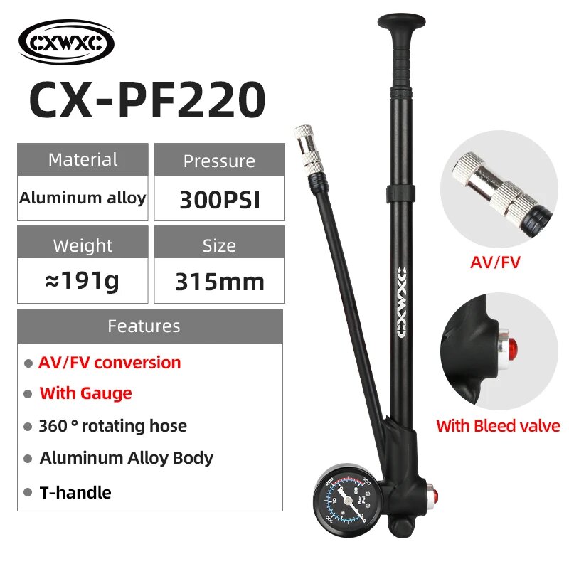 Насос для велосипеда CX-PF220, 300 PSI, 315 мм