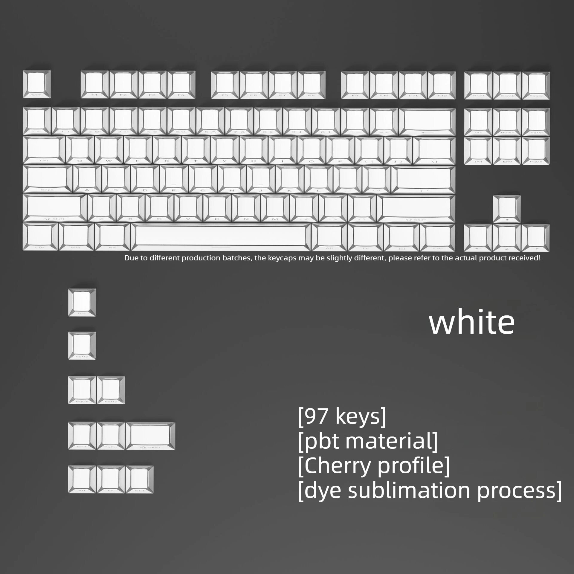 Кейкапы механической клавиатуры, Белый, 97 Keys-White Boxed