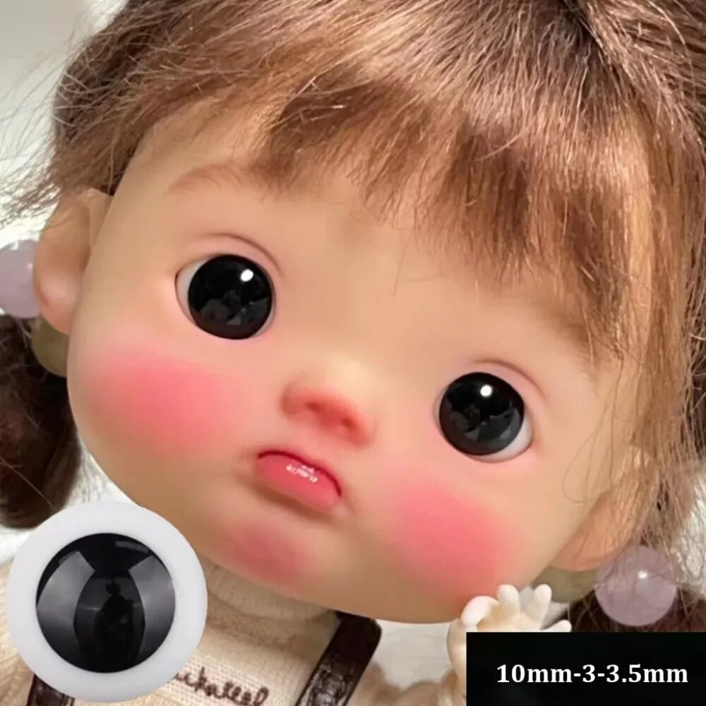 Стеклянные глаза для кукол 6 мм, 8 мм, 10 мм Черный, 10mm-3-3.5