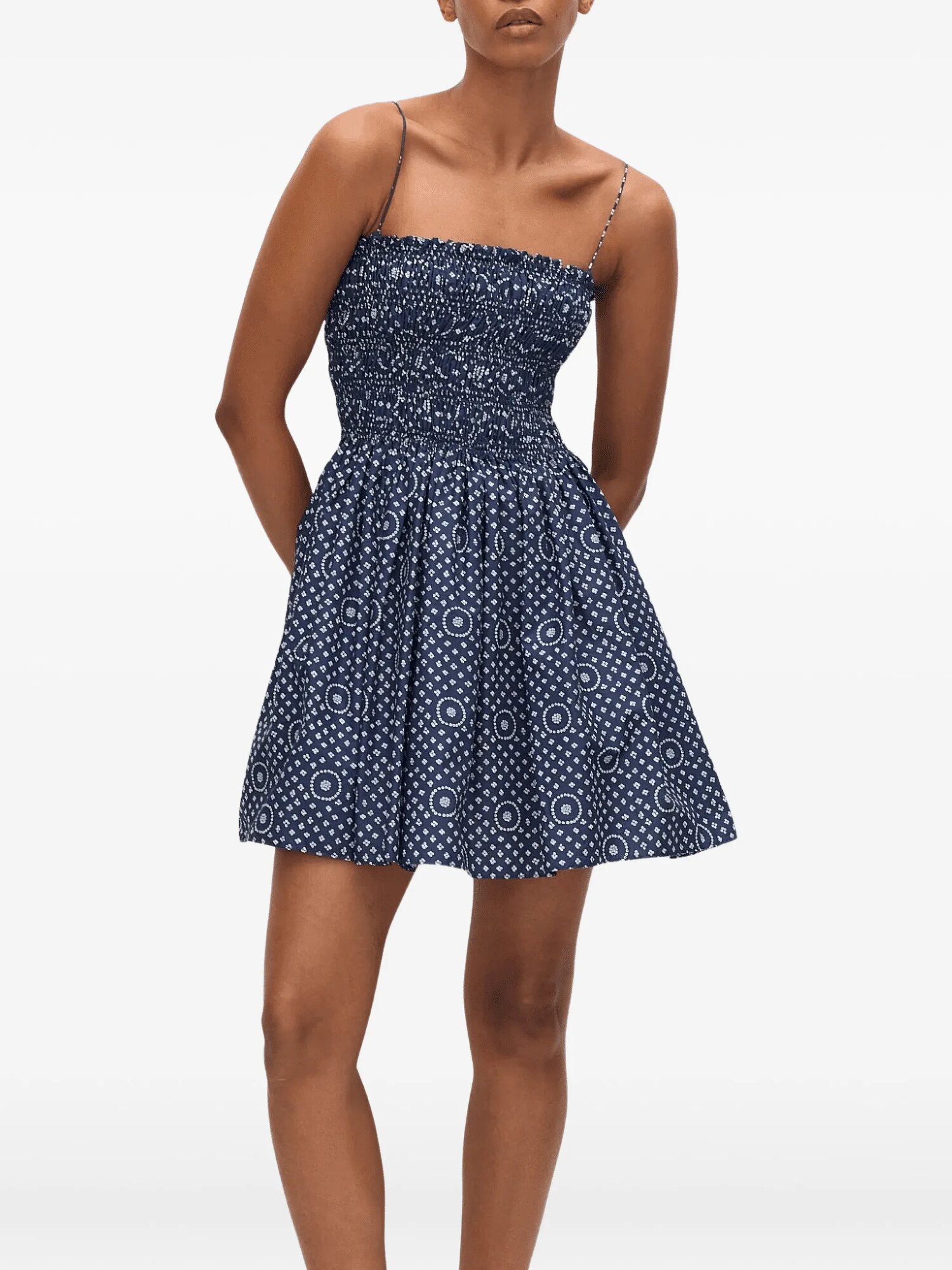 Платье Shirred Bodice geometric-print mini dress