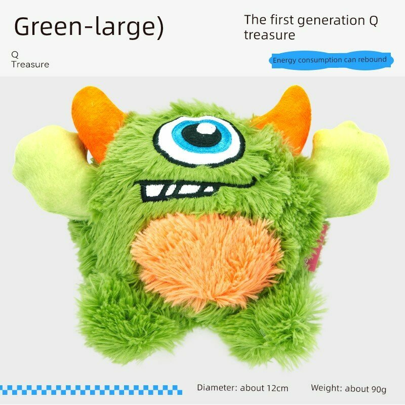 Qmonster Первая версия плюшевого мяча-прыгуна, зеленый большой размер, звуковая игрушка-прожеватель для маленьких собак