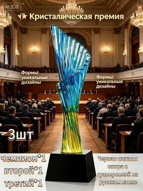 Прозрачный хрустальный кубок с золотой звездой для награждения персонализированная гравировка 3 шт Трофейный пояс соответствует российскому(чемпион*1, второй*1, третий*1)