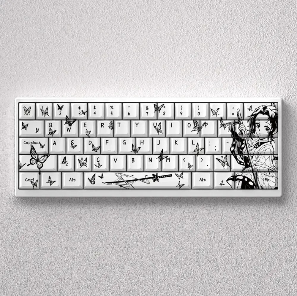 Кейкапы PBT Cherry Profile 73 шт. Аниме Клинок, рассекающий демонов Кочо Шинобу с бабочками