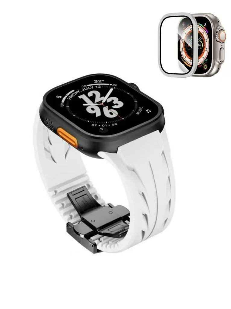 Браслет премиум - класса 49 мм для Apple Watch Ultra 3 2 1 + корпус, силиконовый спортивный ремешок