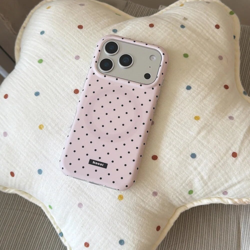 Чехол Wave Point Fine Polka Dots для iPhone 17 16 15 14 Pro Max 13 с Розовый, pink, for iPhone 16
