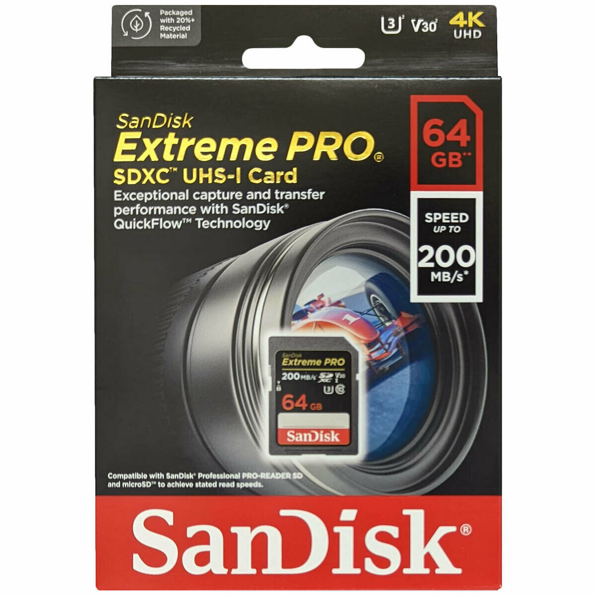 Карта памяти для фотоаппарата SanDisk Extreme PRO V90 SDXC UHS-II 64 GB (SDSDXXU-064G-GN4IN)
