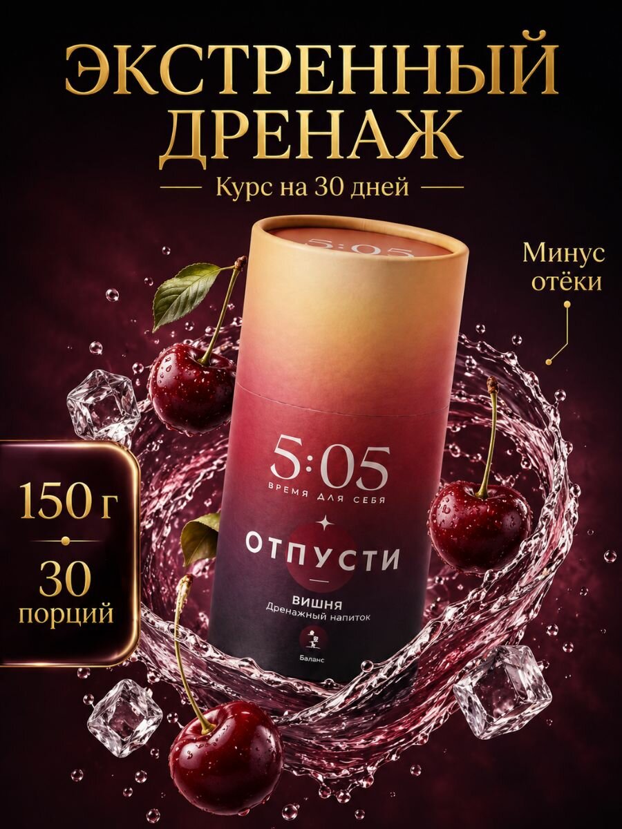 Дренажный напиток для похудения от отеков, детокс лимфодренаж без сахара, растворимый, 30 порций,
