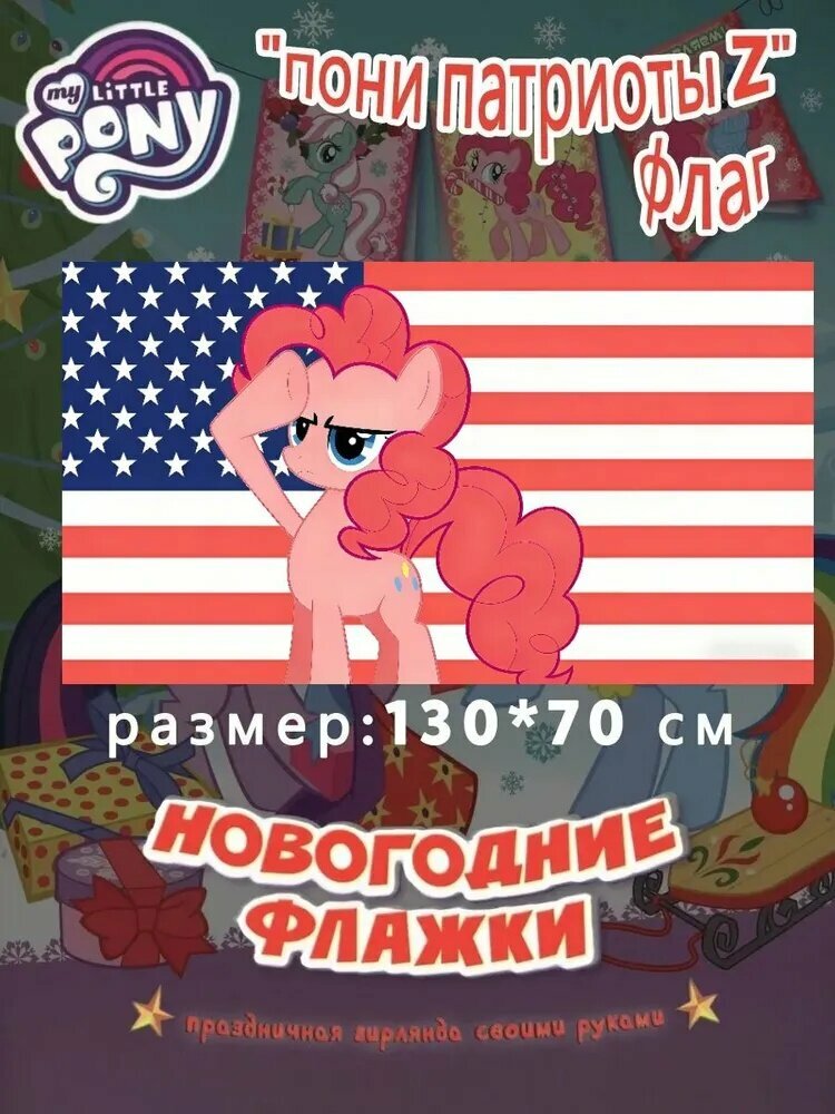 Флаг пони на фоне флага США