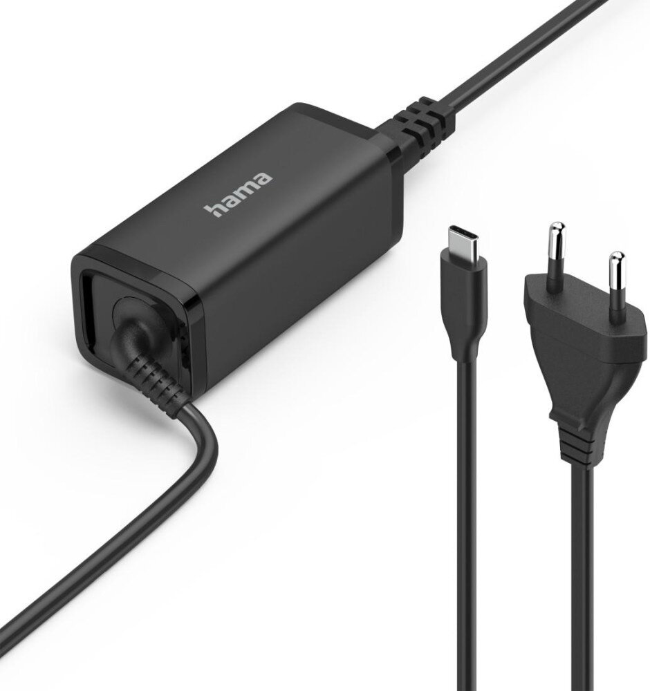 Блок питания USB-C для ноутбука Hama 5-20 В / 65 Вт, PD, GaN, Черный (200023)