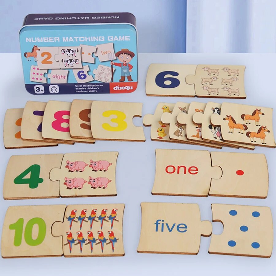 Деревянные развивающие блоки Dusan Wood для детей от 3 лет Number place