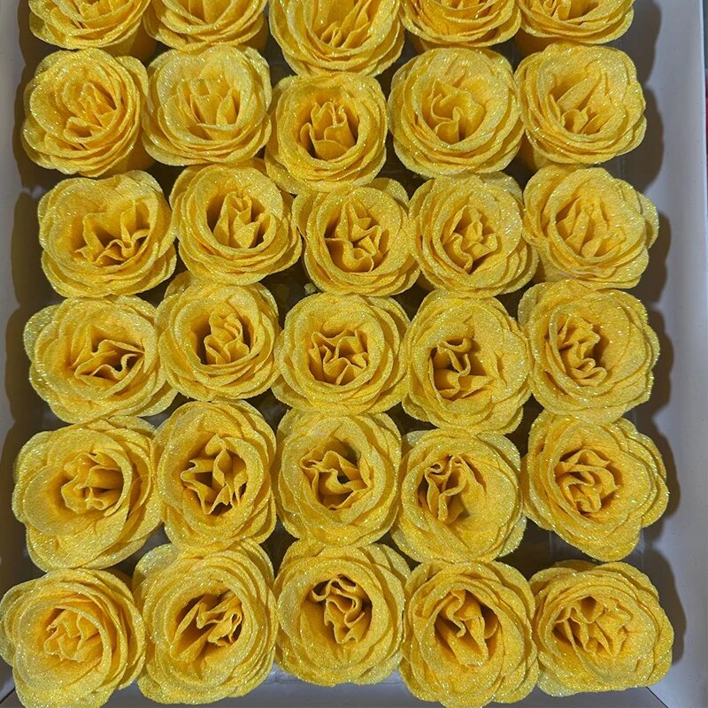 Искусственные шелковые розы с блестками, 30 шт. Желтый, yellow