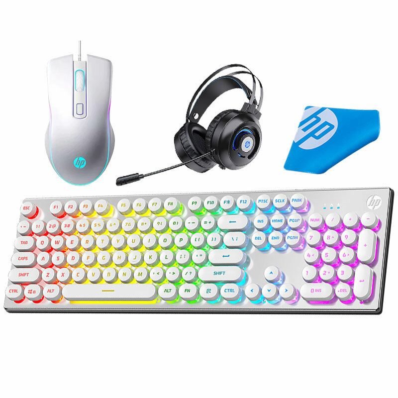 Комплект клавиатуры и мыши HP K500Y Punk Edition (White) + Game Mouse + Game Headset + Mouse Pad, black