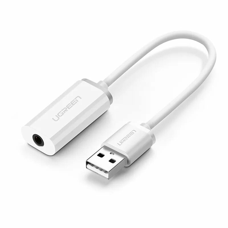 Ugreen Аудиокабель 3.5 мм/USB 2.0 Type-A, 0.15 м, белый