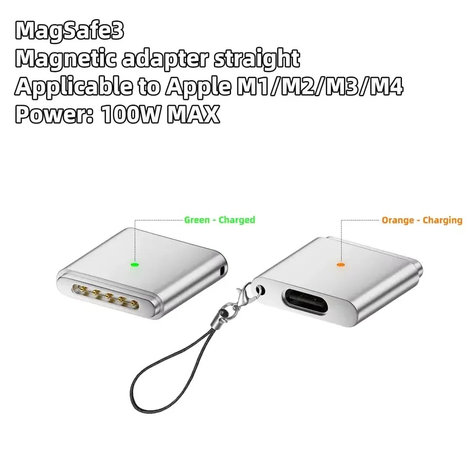 Адаптер быстрой зарядки PD 100 Вт MagSafe 3 для MacBook Air/Pro M3-100W-Sliver