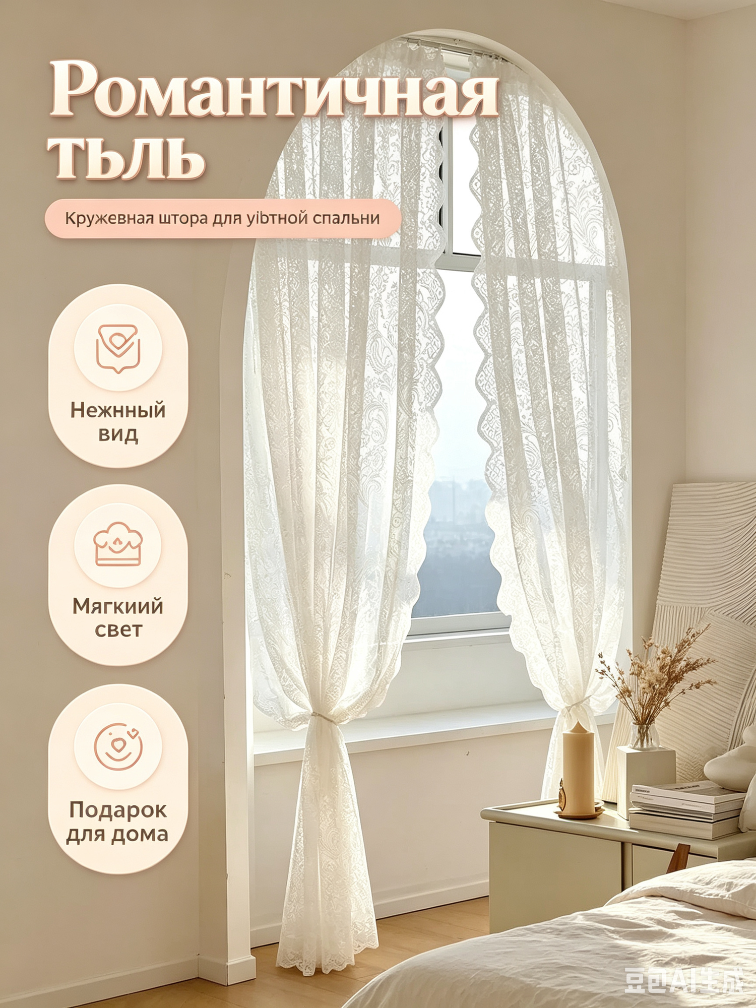 Белая кружевая тюль с узором феникса и жемчугом, теплоизоляция, защита от УФ, 250×150 см для спальни и гостиной