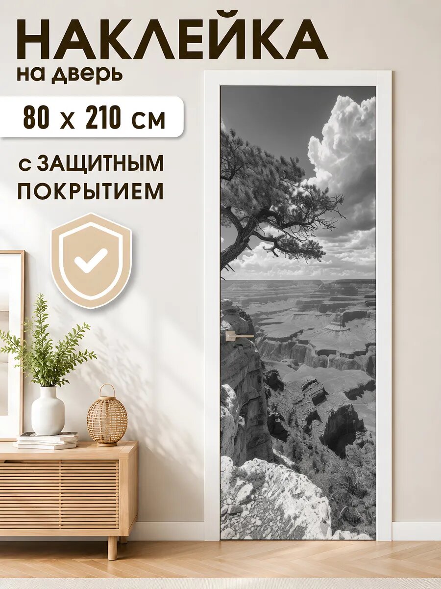 Наклейка на дверь Природа в черно-белом Арт: d_34_01940
