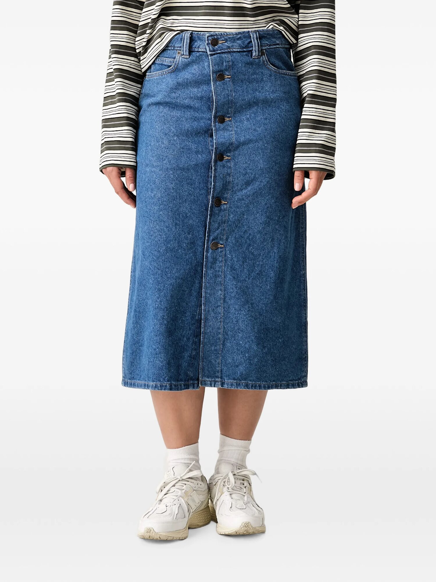 Юбка Button-front denim midi skirt