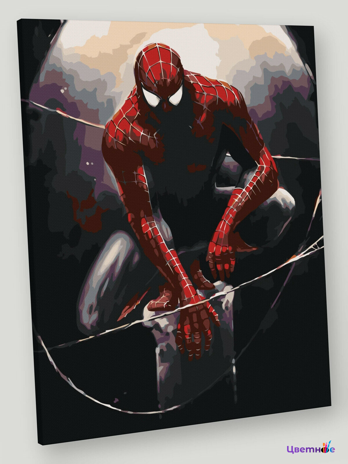 Картина по номерам на холсте с подрамником "Человек паук Spiderman: мрачный арт" Раскраска 40x50 см, Супергерои Кино