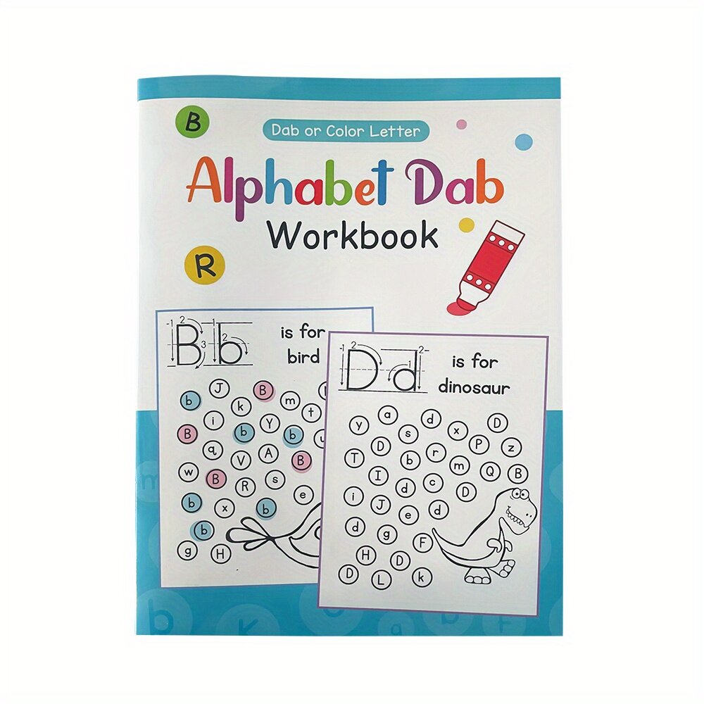 Рабочая тетрадь LACHILLY A-Z Alphabet Dab для детей 3+ лет: 28 страниц с заданиями по буквам, раскраскам и зву