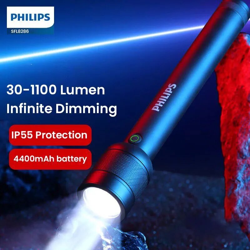 Philips Фонарь-прожектор SFL8286/93, 1100 Люмен, Черный, IP55, 4400 мАч — фото 1