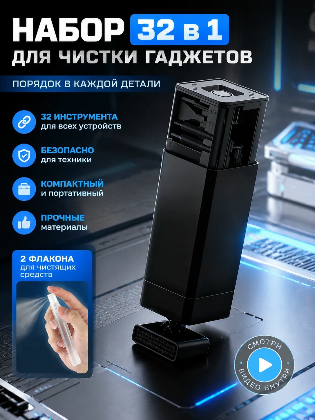 Набор для чистки гаджетов 32 в 1, многофункциональные инструменты для гаджетов