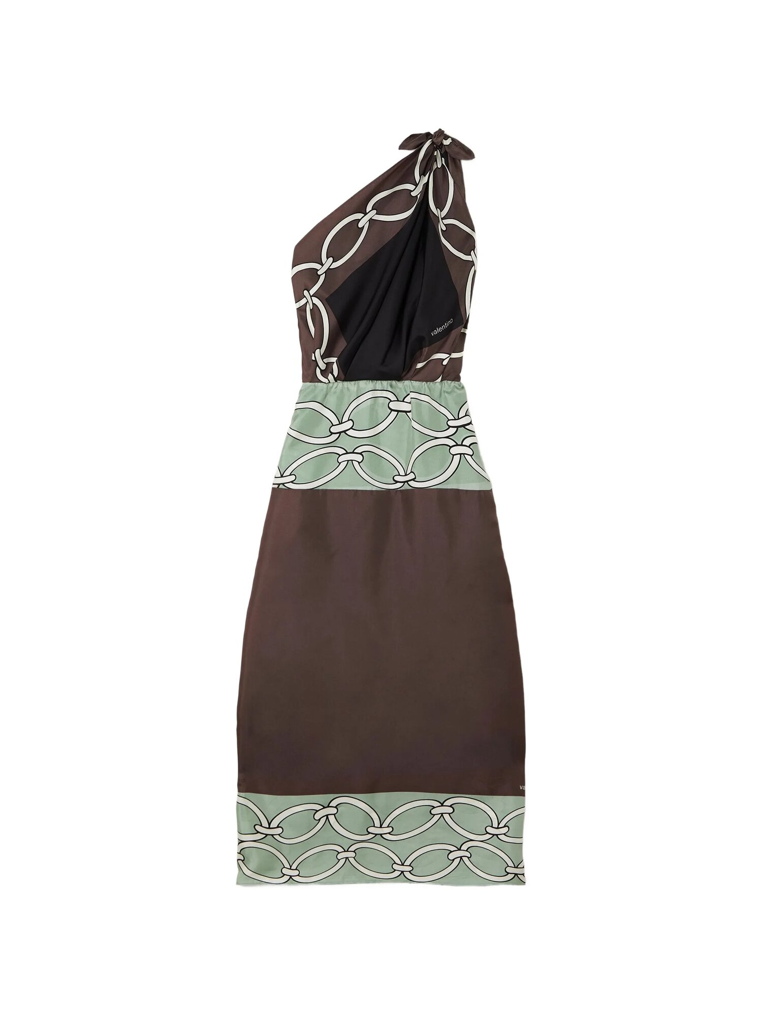 Платье Valentino One-shoulder printed silk-twill midi dress