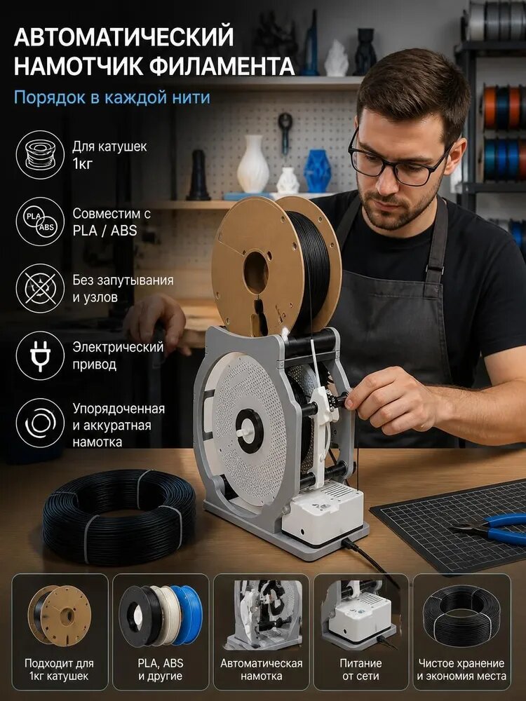 Качественный аппарат для перемотки нитей и ABSпластика, 1 кг, применяемый в 3Dпечати
