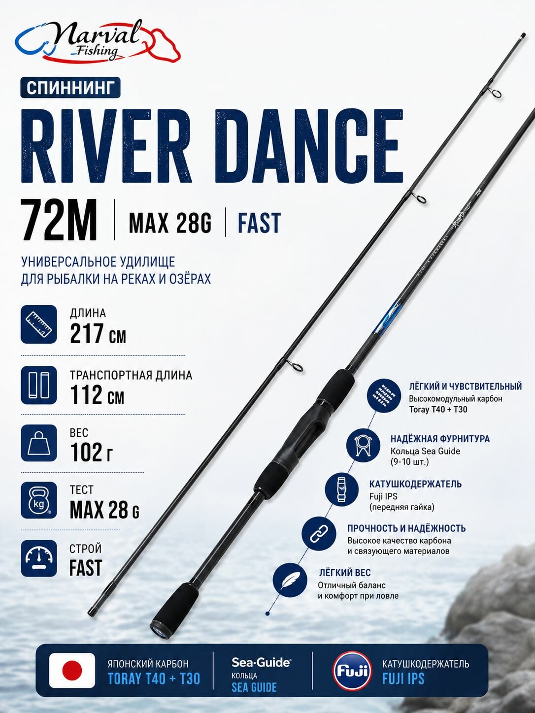 Спиннинг Narval Fishing River Dance 72M max 28g Fast