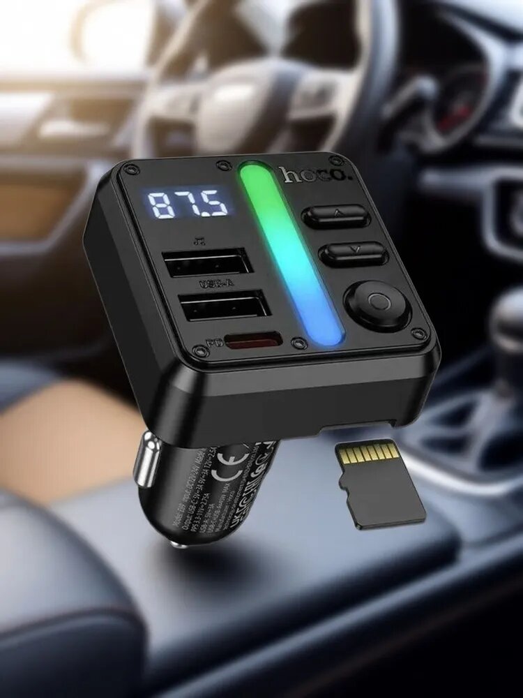 Трансмиттер автомобильный bluetooth Hoco E89 ФМ модулятор с блютуз, Зарядка в прикуриватель