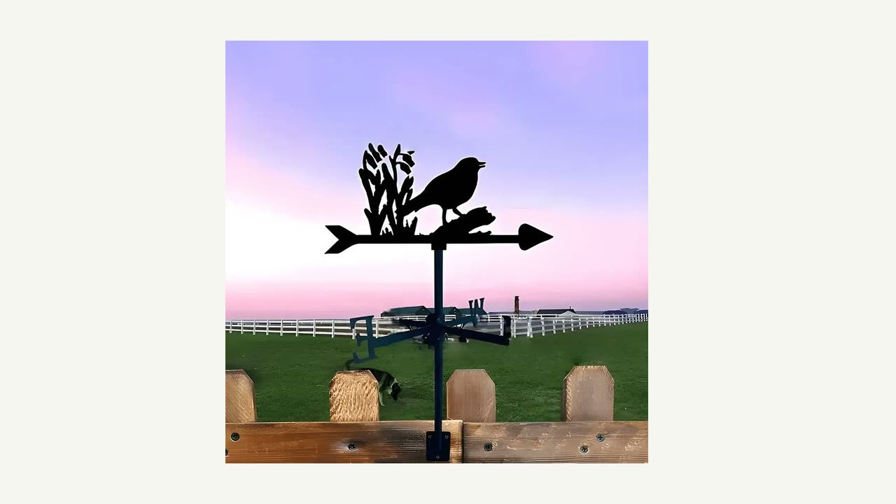 Флюгер садовый металлический с птицей, декор для сада, черный, 40 х 4.5 см, 450 г — фото 1