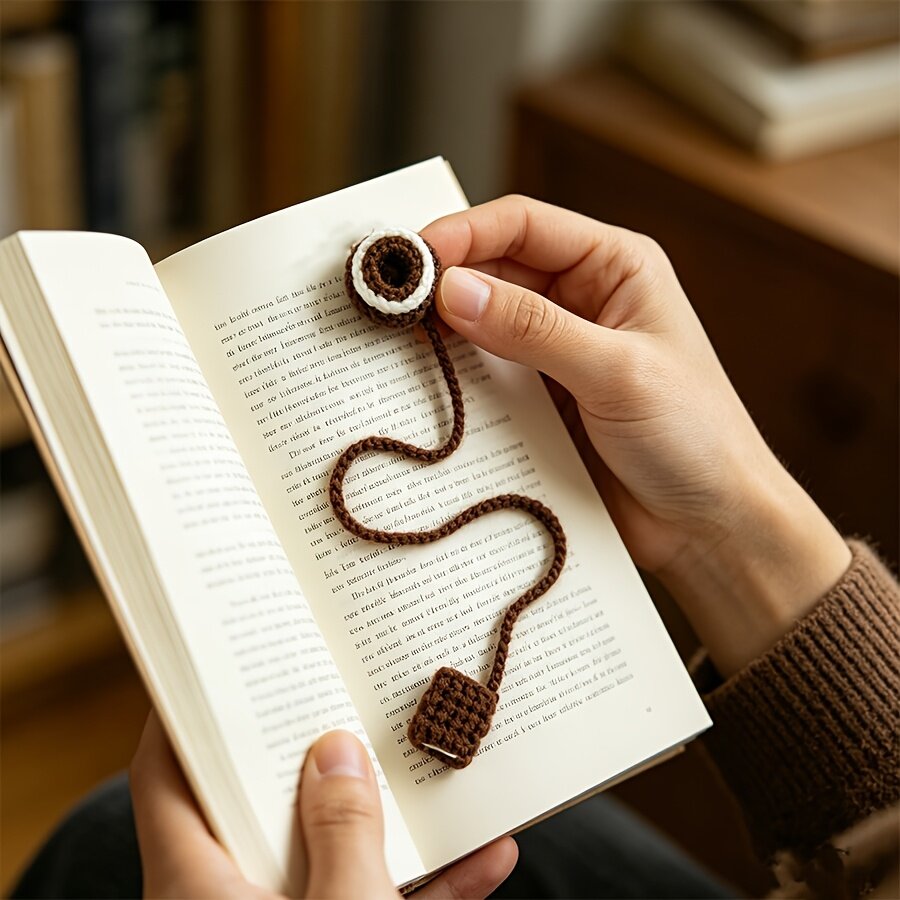 3D-закладка для книг в виде кофейной книги, ручной работы, вязаная крючком, офисная канцелярия, аксессуар для чтения