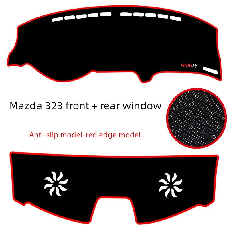 Солнцезащитный мат для переднего и заднего окна Mazda 323 с нескользящим покрытием и красной каймой
