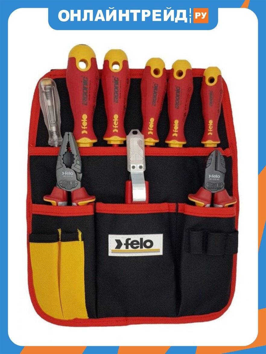 Набор диэлектрических отверток Felo 41399504, Ergonic с диэлектрическими пасатижами, бокорезами