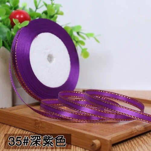 МерiLover Односторонняя атласная лента с золотыми краями 22 м Фиолетовый, dark purple