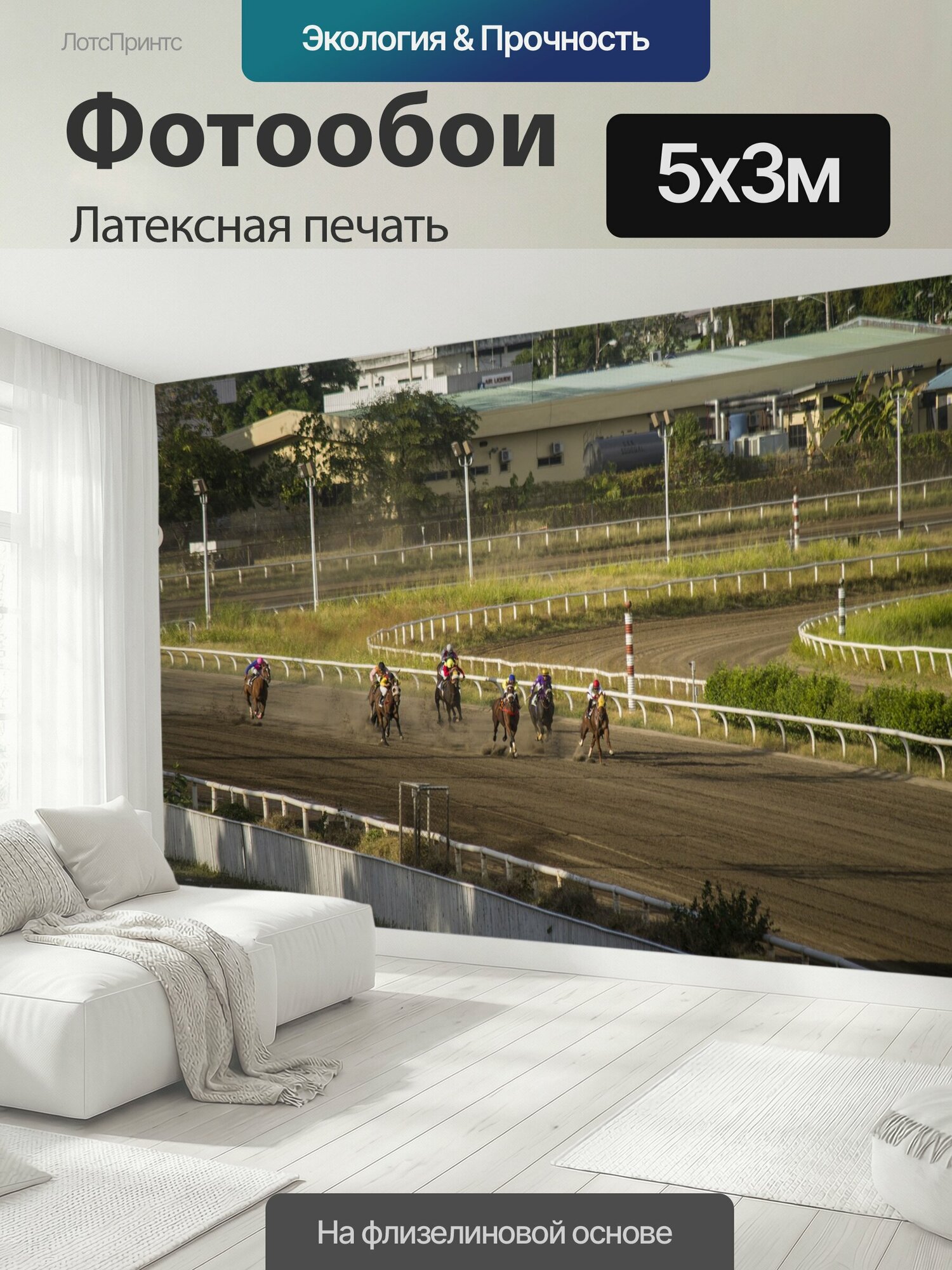 Фотообои моющиеся ударопрочные "Лошади, скачки, конкурс" 500x300 см. латексная печать
