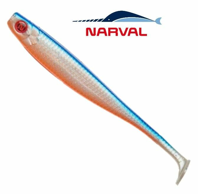Приманка силиконовая Narval Fishing Skinny 12cm цв. #001-Blue Back Shiner / Виброхвост Нарвал на судака, щуку, окуня