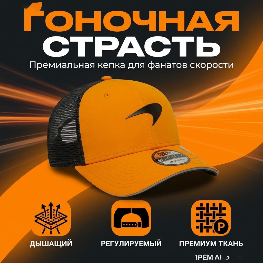 Бейсболка для рыбалки и охоты MClaren Серия F1 2026 рыбалка охота F1 2026