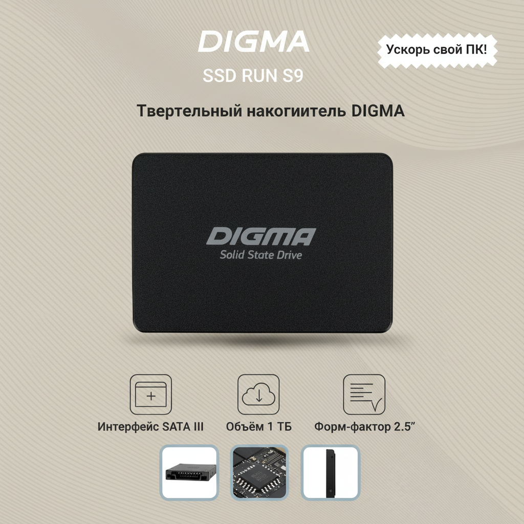 SSD Digma 1TB Run S9 2.5" SATA III Unidade Armazenamento Interna Durável