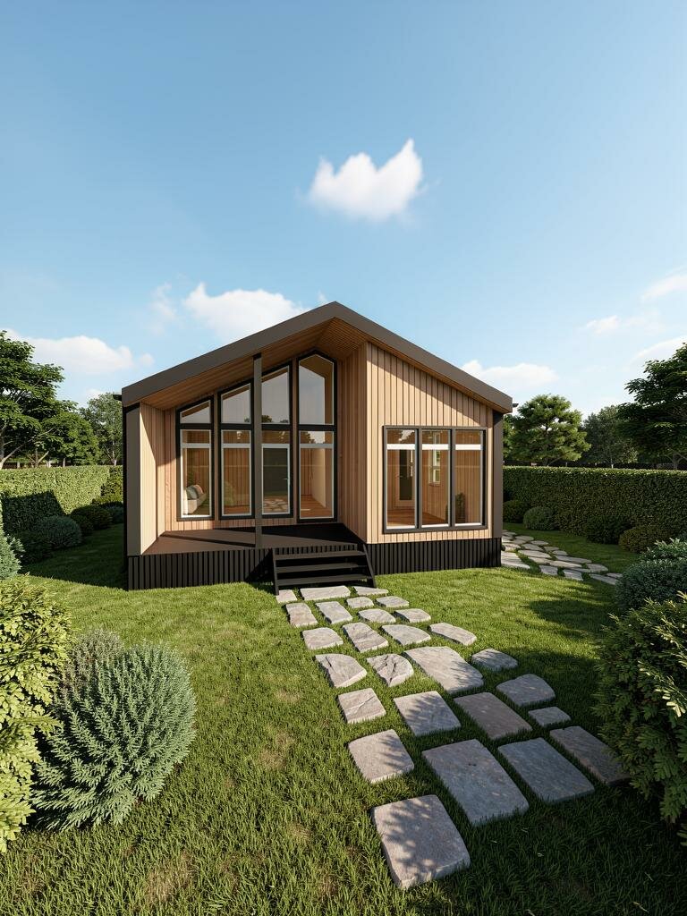 Проект каркасного дома 13,0х8,0 м c тремя спальнями, кухней-гостиной, террасой и вторым светом