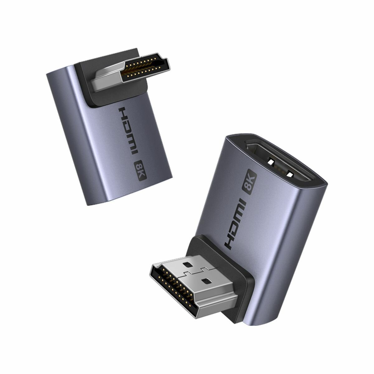 Адаптер UGREEN HD189 (85632) HDMI Straight To Bend 90 8K@60Hz Upward Bend / 90 Downward Bend Adapter. Цвет: серый