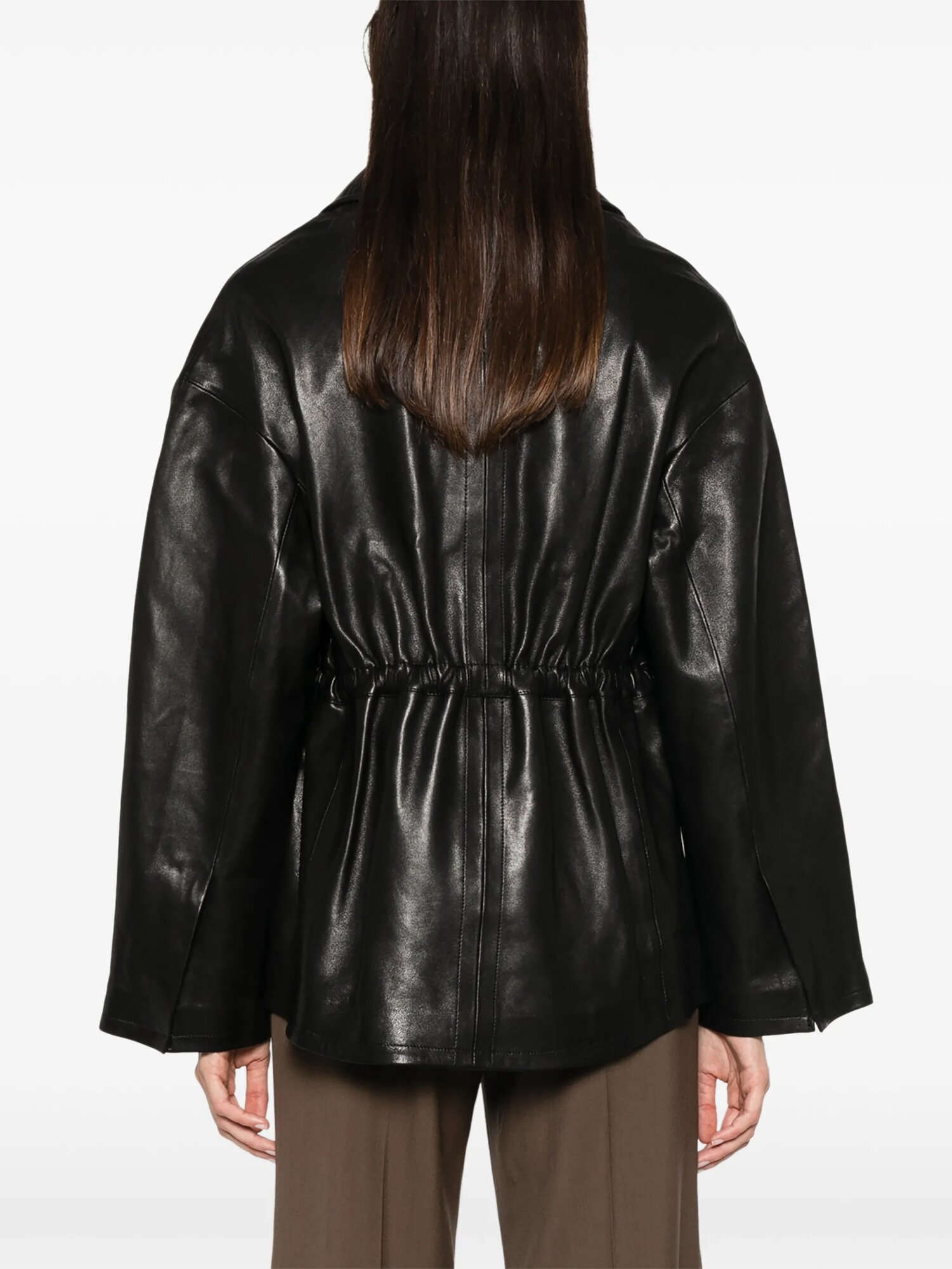 Куртка Nour Hammour Drawstring-waist leather jacket, размер 40 — фото 1