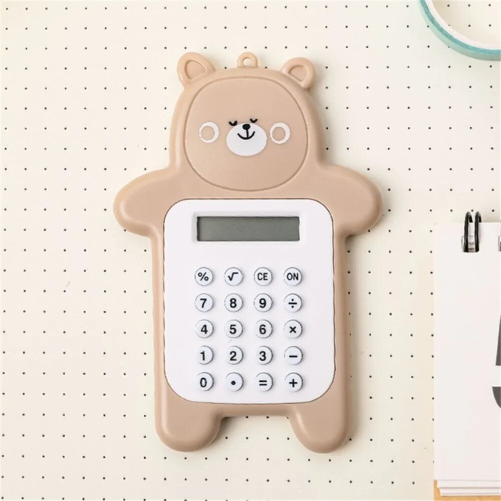 Mini Cute Cartoon Bear Calculator 8 Digit Display Pocket Size Battery Powered Electronic Calculator Mathematics Teaching Suplies