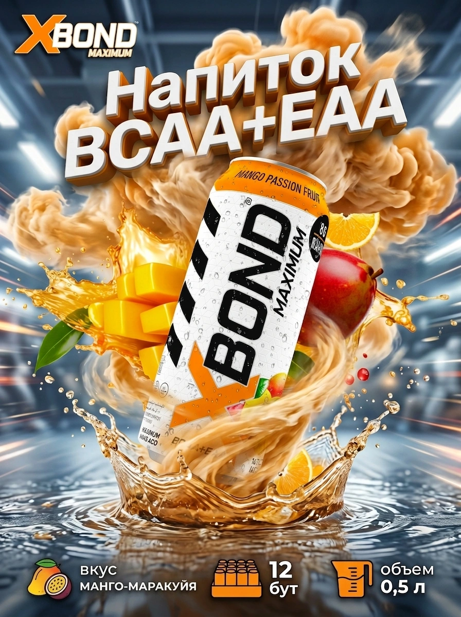 X-Bond Напиток BCAA+EAA Манго-маракуйя 473мл*12 шт