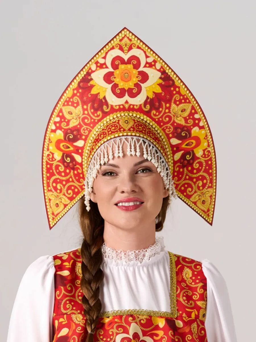 Кокошник красный Русская Царевна